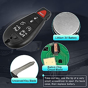 X AUTOHAUX Replacement Keyless Entry Remote Car Key Fob M3N5WY783X 433Mhz for Dodge Grand Caravan for Chrysler Town and Country 7 Buttons with Door Key