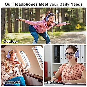 JOMILIN B9 Wireless Headphones Over-Ear, 60 Hours Playtime Lightweight Folding Hi-fi Stereo Bass Bluetooth Headset with Mic, Volume Control Headphones for iPad/Travel/Tablet/PC (Purple)