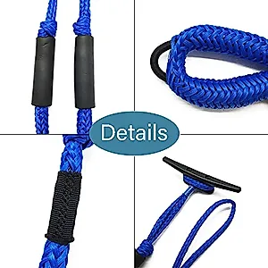 Pack of 4 Bungee Dock Lines for Boat Shock Absorb Dock Tie Mooring Rope Boat Accessories 4-5.5 ft (Blue)