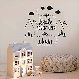 UILMNIY Kids Room Little Adventure Wall Sticker Mountain Car Boys Room Nursery Bedroom Wall Decor Decals Vinyl Interior Mural AFN119(73X66CM)