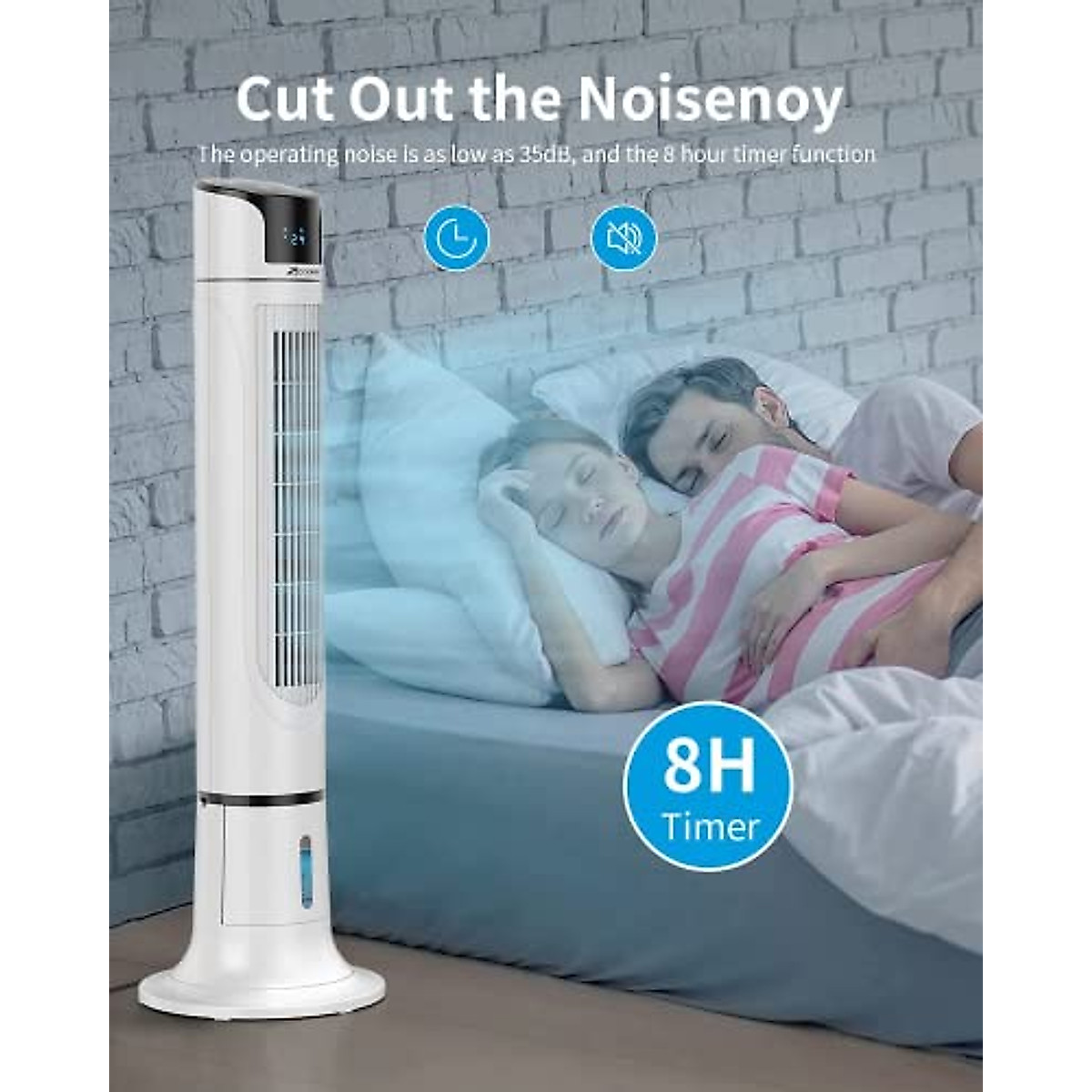 Evaporative Air Cooler, 45" Tower Fans that Blow Cold Air Cooling Fan with 90° Oscillating, Touch and Remote Control, 3 Mode / 3 Speeds, 5L Water Tank, 15H Timer, 2 Ice Boxes Fan for Bed Room Office