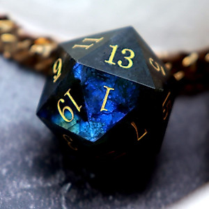 Haxtec Gemstone Dice Opal DND Dice Set with Dice Case Opalite D&D Dungeons and Dragons Dice TTRPG DND Master Gift