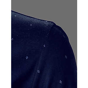 Floerns Men's All Over Print Golf Shirt Short Sleeve Collar Neck Polo Shirt Navy Blue S