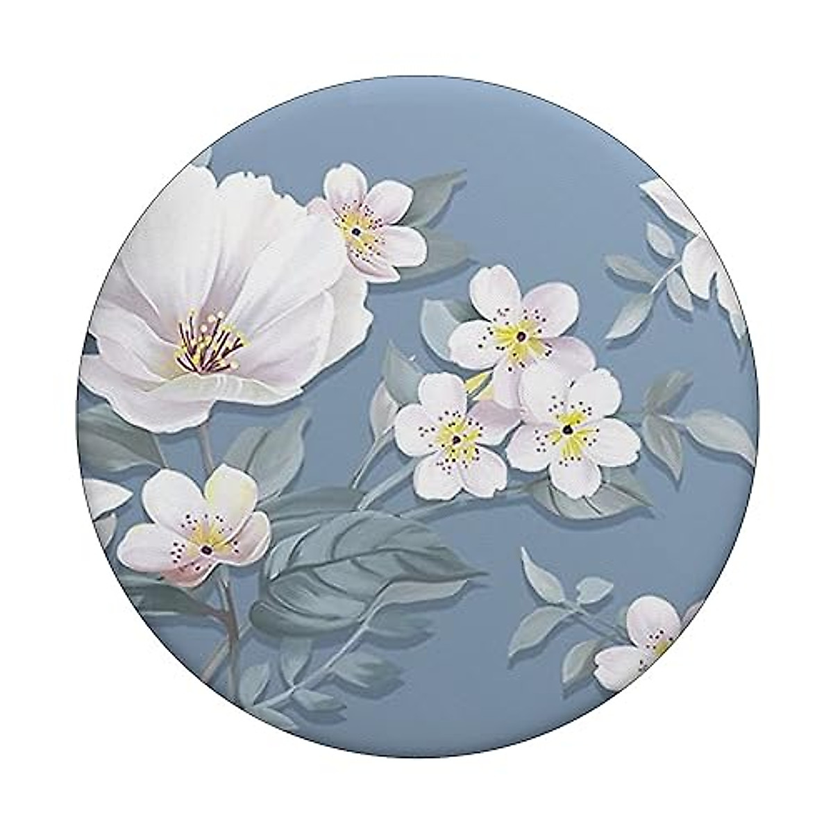 Floral Magnolia White Pattern Phone Popper PopSockets Standard PopGrip