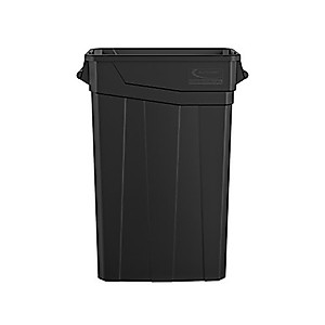 Suncast Commercial TCNH2030BK Narrow Trash Can With Handles, 30.00" Height x 11.08" Width, 23 gal Capacity, Black