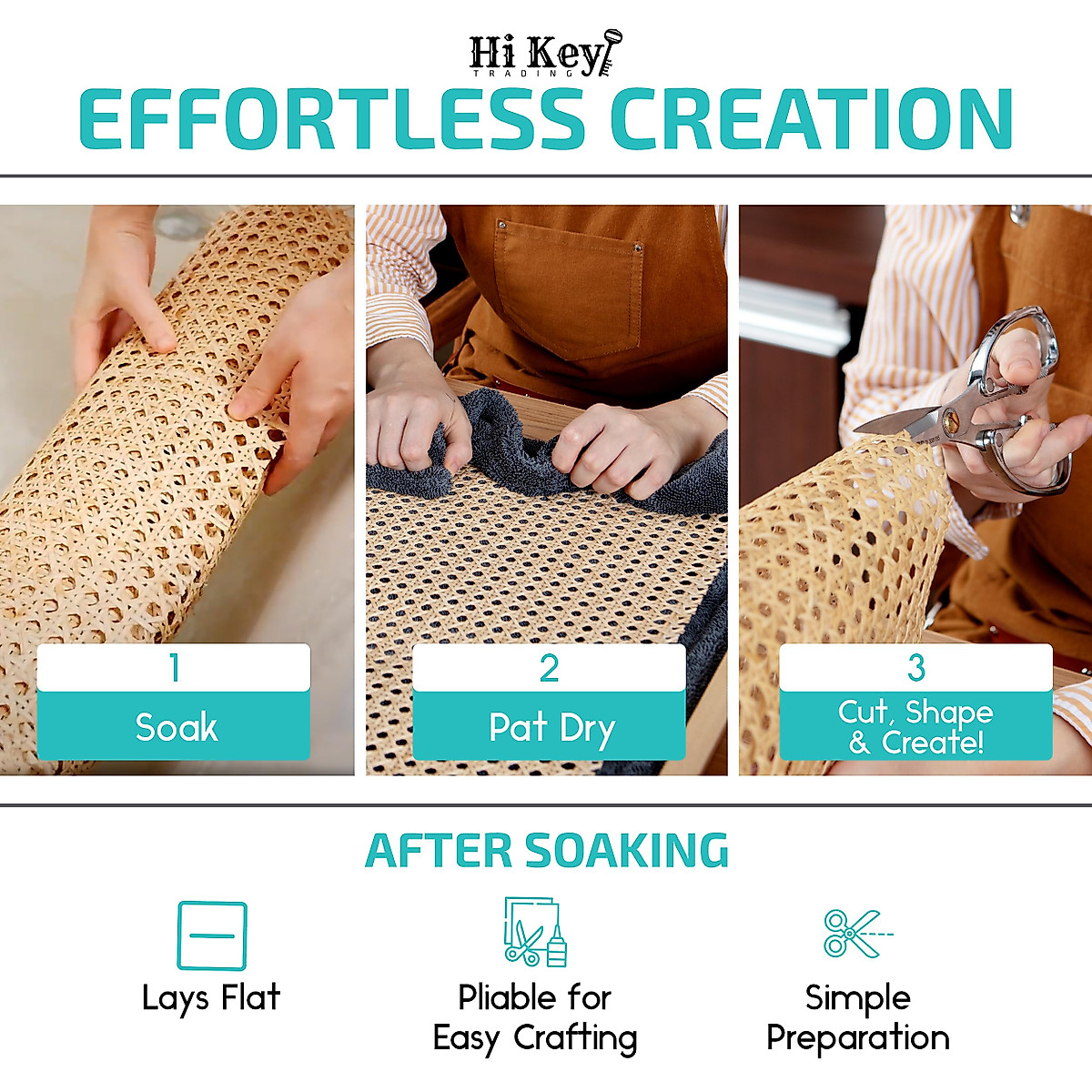 Cane Webbing Roll 24" Wide - Open Mesh Rattan Roll - Woven Cane Material Rattan Fabric Sheets Open Weave Wicker Material for Chair Caning Kit, DIY Supplies, Furniture Repair, Replacement Kit (2'x6')