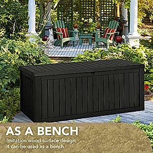Devoko 150 Gallon Deck Box Resin Outdoor Storage Box Waterproof Storage Container for Patio Furniture Cushions, Pool Toys, Garden Tools