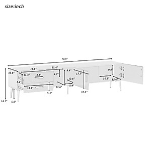Royard Oaktree TV Stand for TVs up to 80'' Modern Entertainment Center with Storage Wood Media Console Table for Living Room Bedroom,White