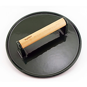 Berghoff 2Pc Neo Enameled Cast Iron Cookware Set, Fry Pan 10 Inches, Steak Press, Oven Safe Up To 400°F, Green