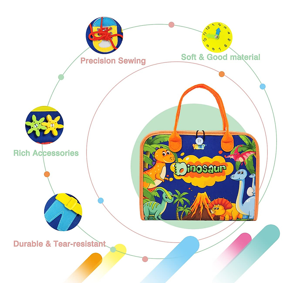 YQTAT Montessori Toys for 1 2 3 Year Old, Busy Board Toddler Toys for Learning Fine Motor Skills, Travel Toys for Plane and Car, Preschool Educational Sensory Toys,Creative Gift for Boy Girl