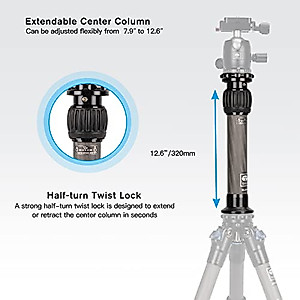 SIRUI SL-200 Tripod Extension Pole, Two-Section Carbon Fiber Center Column-Tripod Extender-Tripod Extension Tube
