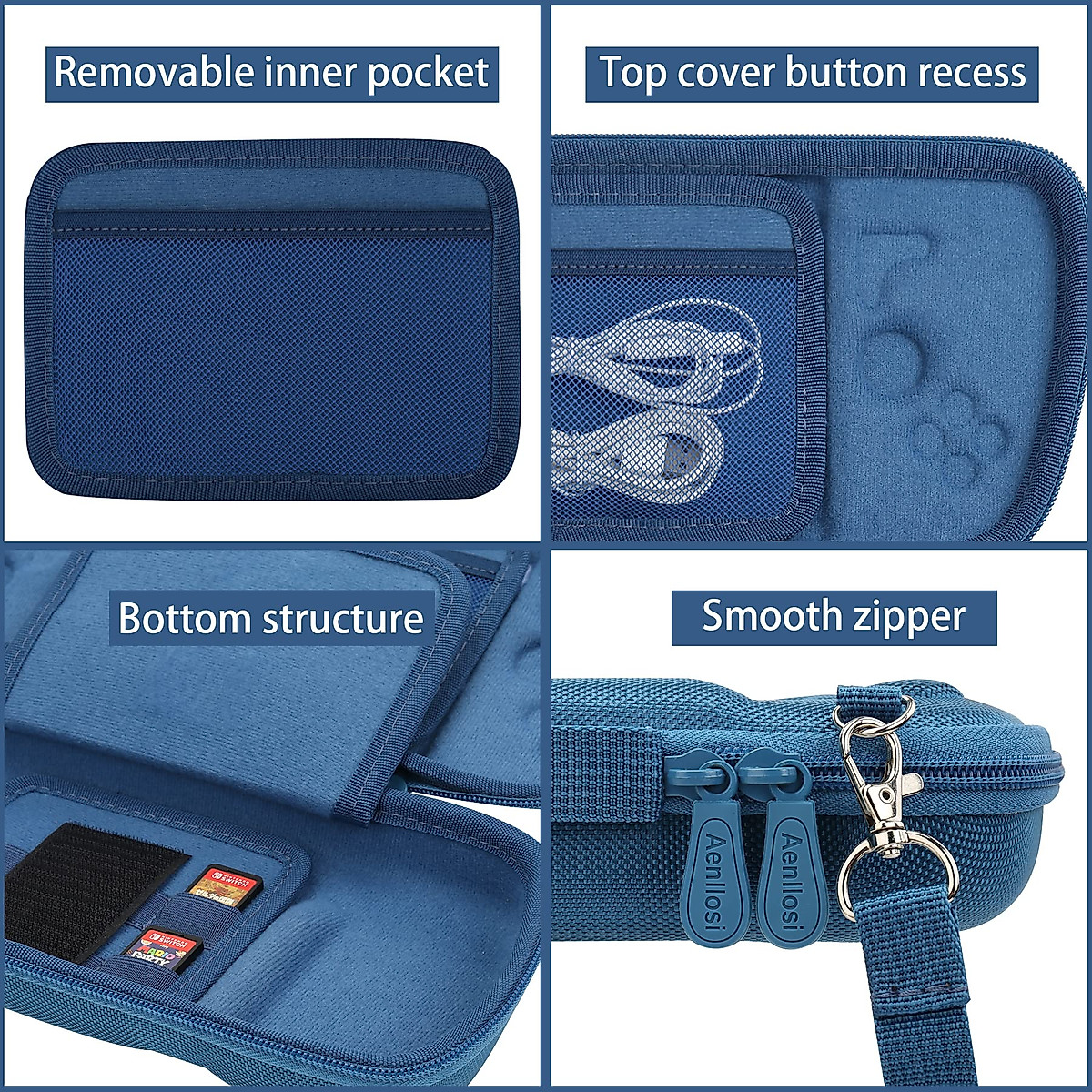 Aenllosi Hard Travel Case for Hori Nintendo Switch Split Pad Pro Handheld Controller-Blue(Only Case)