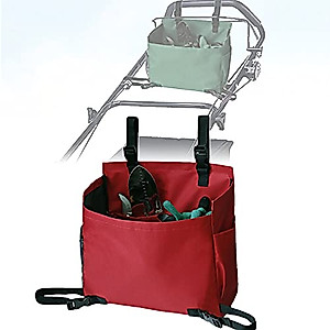 Lawn Mower Organizer Bag - 600D Heavy Duty Hanging Mower Storage Pocket Garden Tool Pouch Accessories for Outdoor Gardening, 13" H x 5" W x 14" L (Red)
