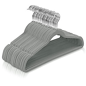 Utopia Home Velvet Hangers 100 Pack - Durable, Slim & Sleek Coat Hanger - 360 Degree rotatable Hook - Grey & Black Clothes Hangers