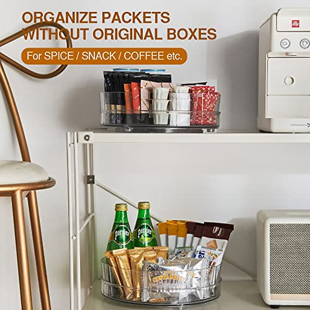 Boconia 2 Pack 10.6" Lazy Susan Organizer with 3 Removable Bins Pantry Organization and Storage Lazy Susan Turntable for Cabinet Medicine Cabinet Organizer Spice Spinner Kitchen, Countertop, Bathroom