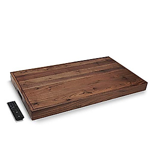 MAGIGO 32 x 18 Inches Extra Large Rectangle Black Walnut Wood Ottoman Tray with Handles, Serve Tea, Coffee Classic Wooden Decorative Serving Tray