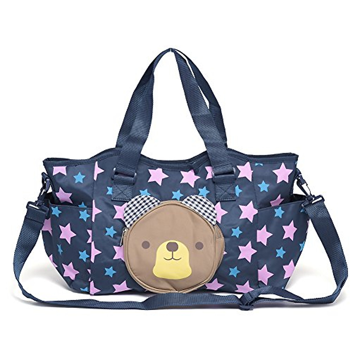 Mom Miya Large Capacity Multifunction Mummy Diaper Bag Tote Bag Mother Nappy Bag Set 3pcs Star Bear Design 2 Color (Blue)