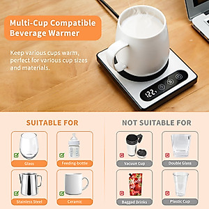 Maestri House Coffee Mug Warmer with 9 Temperature Settings & 1-12 Hour Timer for Desk, Electric Portable Beverage Warmer for Home and Office - Ideal Gift for Coffee Lovers (Black)