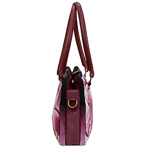 Anna by Anuschka Women's Hand-Painted Genuine Leather Multi Compartment Satchel - Precious Peony