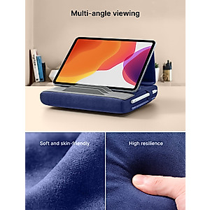 JSAUX Tablet Pillow Stand, Tablet Stand Holder Dock for Lap, Bed and Desk Compatible with iPad Pro 11 10.5 9.7 10.2 Air Mini, Kindle, Tablets, Phones, E-Reader, Books and More 4-11'' devices Navy Blue