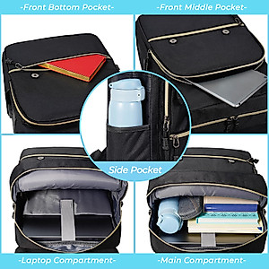 Ronyes Unisex College Bag Fits up to 15.6’’ Laptop Casual Rucksack Waterproof School Backpack Daypacks (AllBlackWithUSB)