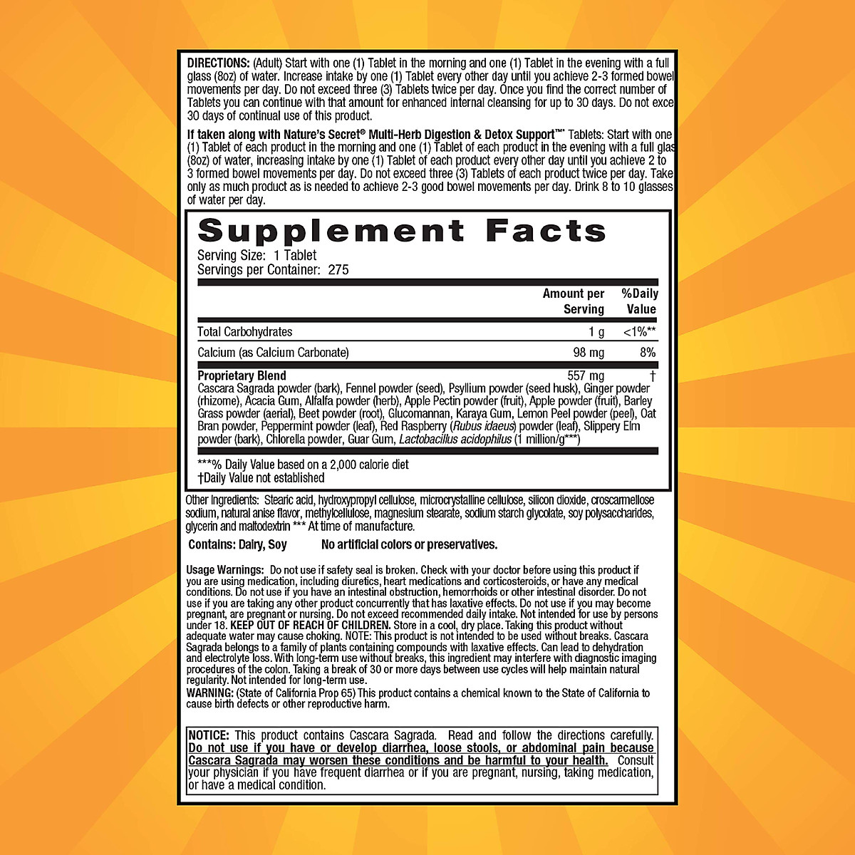 Nature's Secret Multi-Herb Colon Cleanse, 275 Tab