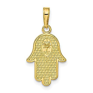 14K Yellow Gold Jewish Hand of God Star David Magen Necklace Judaica Religious Pendant Israel Charm 25mm x 12mm Only