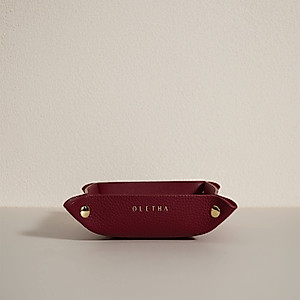 OLETHA Small Foldable Valet Tray - Aesthetic Desk Organizer for Home, Office & Travel - Portable Catch All Bowl for Keys, Jewelry & Essentials - Red