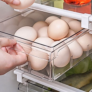 WOHPNLE Refrigerator Drawer, Large Capacity Transparent Rectangular Fridge Under Shelf Drawer Fridge Organizer Bin For Cheese, Deli Meat, Drinks, Fruit, Vegetable