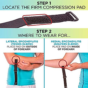 BraceAbility Epicondylitis Brace | Elbow Strap for Medial / Lateral Epicondyle Pain and Tendonitis Arm Compression Support Band for Men or Women (One Size Fits Most)