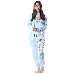 INTIMO Rugrats Cartoon Tie Dye Womens' Pajama Loungewear Hooded Jogger Set PJ (X-Small) Blue