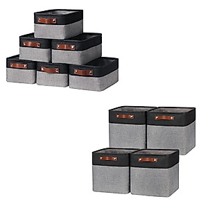 HNZIGE Small Storage Baskets for Organizing Fabric Baskets for Shelves,Fabric Cube Storage Baskets Closets, Laundry, Nursery, Decorative Baskets for Gifts Empty (Black&Gray)