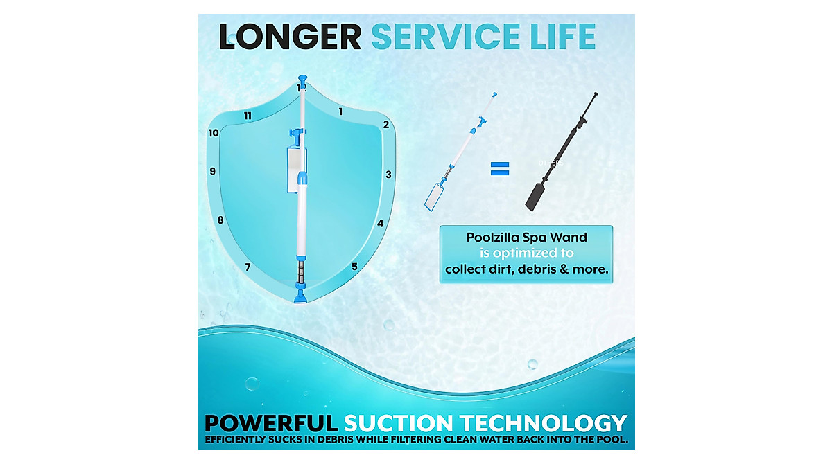 Poolzilla Spa Wand for Cleaning Pools and Spas, Comes with 3 ...