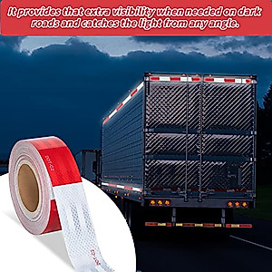 DOT-C2 Reflective Tape 2 in X 600 FT, Dot Safety Warning Tapes Bulk, Red White Waterproof Self Adhesive Trailer Tape Outdoor Caution Reflector Conspuicy Tape for Vehicles Boat Sign 6 Roll(2'' X 100FT)