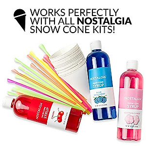 Nostalgia Retro Table-Top Snow Cone Maker, Vintage Shaved Ice Machine Includes 1 Reusable Plastic Cup, Retro Red