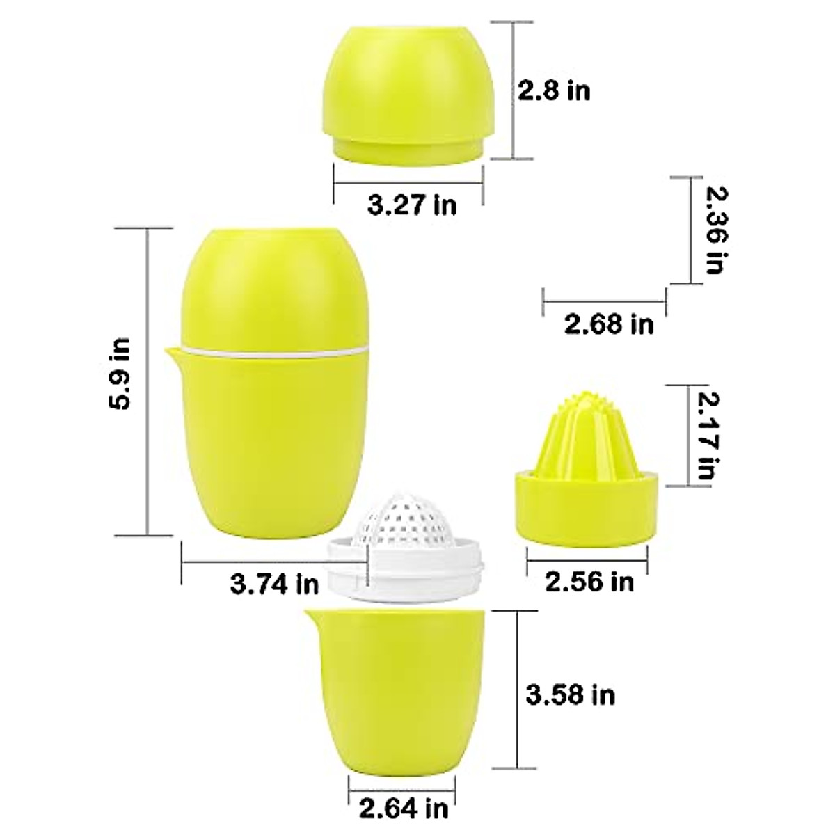 Lechin Hand Juicer - Citrus Juicer with Lemon Shape - Hand Lemon Juicer with Two Press Options for Different Fruits (Yellow)