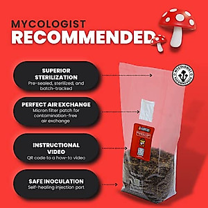 MushroomSupplies.com All in ONE Mushroom Grow Kit in-a-Bag (3 LBS) | Mushroom Grow Bag with Sterilized Grain and Substrate | Easy Grow Your Own Mushrooms