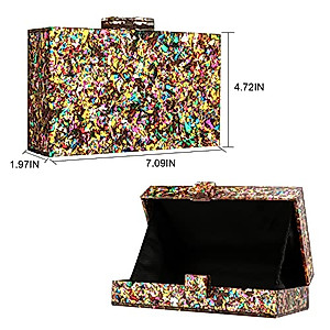 Womens Evening Handbag - Acrylic Square Clutch Purse Colorful Crossbody Bags for Wedding Party (Yellow multi)