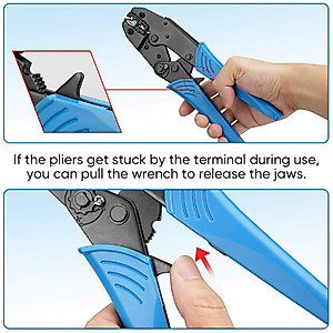 TICONN Crimping Tool for Heat Shrink Connectors - Ratcheting Wire Crimper - Crimping Pliers - Ratchet Terminal Crimper - Wire Crimp Tool (30C, Blue)
