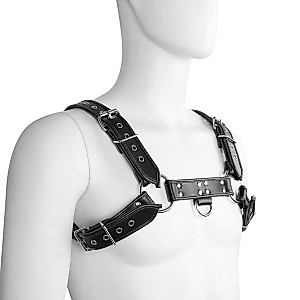 QUYUWOWO Harness for Man Adjustable Leather Harness Body Chest Half Harness Punk Belt Clubwear Costume