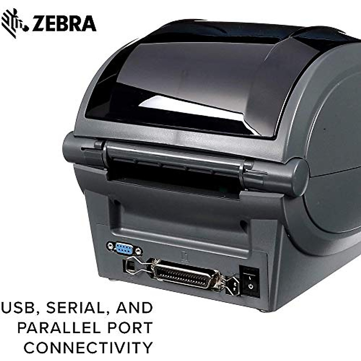 ZEBRA GX420t Thermal Transfer Desktop Printer Print Width of 4 in USB Serial and Parallel Port Connectivity GX42-102510-000