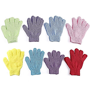 8 Pairs Double Sided Exfoliating Gloves Body Scrubber Scrubbing Glove Bath Mitts Scrubs for Shower, Body Spa Massage Dead Skin Cell Remover 1