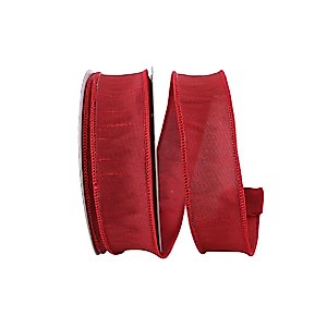 Reliant Ribbon 92975W-908-09H Dupioni Supreme Wired Edge Ribbon, 1-1/2 Inch X 20 Yards, Scarlet