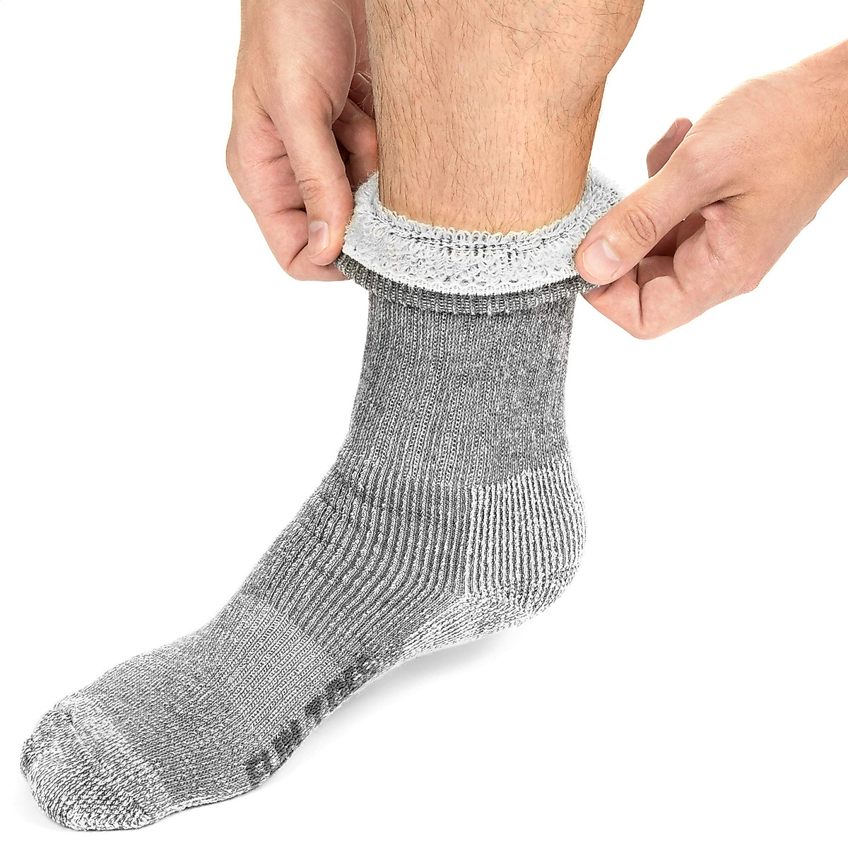 FUN TOES Boot Socks for Men, 3 Pairs Durable Thermal Insulated 80% Merino Wool Warm Hiking for Winter, Indoor or Outdoor (1 Black/1 Brown/1 Green)