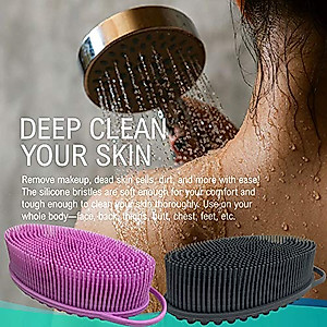 Avilana Exfoliating Silicone Body Scrubber Easy to Clean, Lathers Well, Long Lasting, And More Hygienic Than Traditional Loofah (Gray)