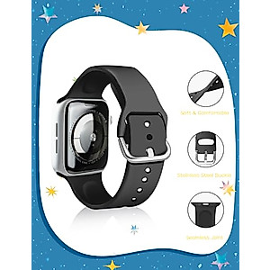 Khxriypha Kids Silicone Apple Watch Band Soft Sport Waterproof iWatch Strap for Boy Girl Small Wrists Compatible with Apple Watch Series 1/2/3/4/5/6/7/8/9/SE 38mm/40mm/41mm/42mm 44mm 45mm 49mm