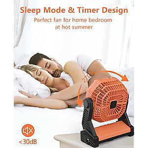 Portable Camping Fan Rechargeable, 10000mAh Battery Operated Fan with LED Lights & Hook, 8'' Battery Powered Desk Fan for Home Bedroom, 3 Speed Tent Fan for Camping, Barbecue, Fishing, Outdoor, Travel