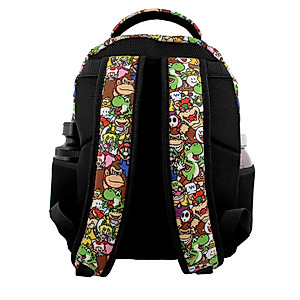 Nintendo Super Mario Brothers Boys Girls Teen 16" School Backpack (One Size, Black/Multi)
