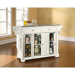 Crosley Furniture Alexandria Kitchen Island with Solid Grey Granite Top - White
