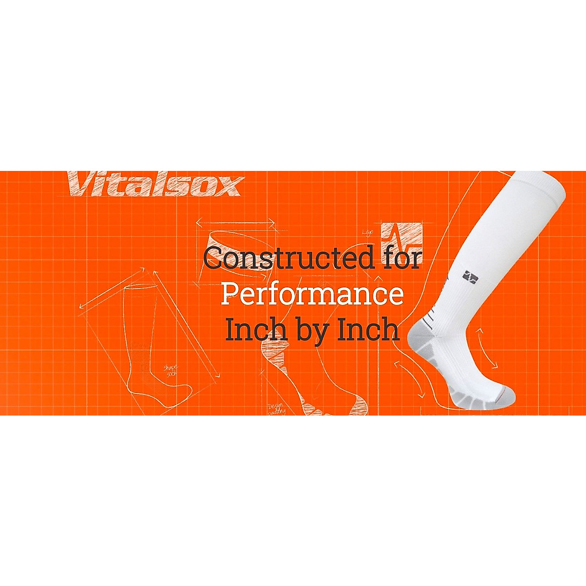 Vitalsox Patented Graduated Compression Socks, Electrical Violet, Large